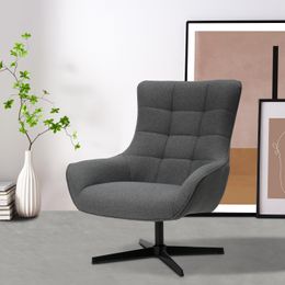 Ohrensessel OTTO HOME "LEMOORE - OTTO. Verl&auml;ssliche Qualit&auml;t.", grau (dunkelgrau), B:80cm H:99cm T:89cm, Metallgestell, Holzrahmen, Komfortschaum, Bezug, Sessel, Ohrensessel, Relaxsessel, TV-Sessel, 360 Grad drehbar