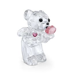 Dekofigur Swarovski "Kristallfigur Sammelfigur KRIS BEAR A KISS FULL OF LOVE", kristallwei&szlig;, pink, schwarz, rosa, Dekofiguren, B/H/T: 2,3cm, Swarovski Kristall, Swarovski Kristall mit schwarzem Emaille, H:2,3cm