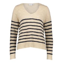 Vila Pullover in Beige/ Dunkelblau - 52% | Gr&ouml;&szlig;e S | Damen-pullover-cardigans