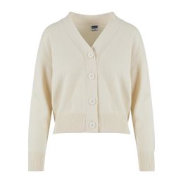 Strickjacke Urban Classics "Urban Classics Damen Ladies Rib Cardigan", Damen, Gr. L, sandwei&szlig;, 50% Baumwolle, 50% Polyacryl, unifarben, normal, V-Ausschnitt, Strickjacken Strickjacke