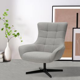 Ohrensessel OTTO HOME "LEMOORE - OTTO. Verl&auml;ssliche Qualit&auml;t.", grau (hellgrau), B:80cm H:99cm T:89cm, Metallgestell, Holzrahmen, Komfortschaum, Bezug, Sessel, Ohrensessel, Relaxsessel, TV-Sessel, 360 Grad drehbar