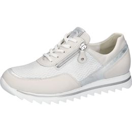 Waldl&auml;ufer Sneaker WALDL&Auml;UFER "HAIBA", Herren, Gr. 6,5, wei&szlig;, silberfarben, Nappaleder, Nubukleder, unifarben mit Farbeinsatz, Schuhe Sneaker, Schn&uuml;rschuh, Halbschuh in Komfortweite H (= sehr weit)