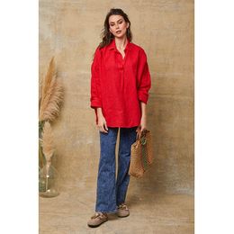 Fleur de Lin Leinenbluse "Dola" in Rot - 73% | Gr&ouml;&szlig;e XL | Damen-blusen