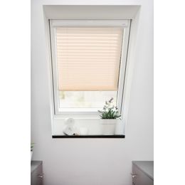 Dachfensterplissee LICHTBLICK ORIGINAL "Haftfix" Gr. 6, beige (creme, wei&szlig;), B:59cm H:122cm, Obermaterial: 100% Polyester, Plissees, Dachfensterplissee, Crush-Optik, mit Saugnapf