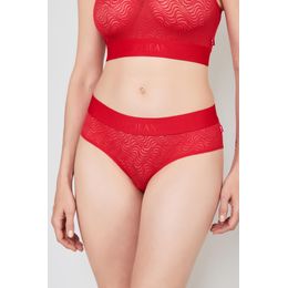 JOOP! Panty JOOP JEANS "Tempting (JOOP Jeans)", Damen, Gr. S, knalliges rot, Jacquard, Obermaterial: 77% Polyamid, 23% Elasthan, k&ouml;rpernah, Unterhosen Panty, elastischer Bund, Jacquard-Spitze