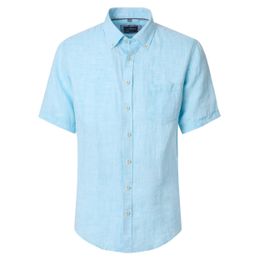 Kurzarmhemd Casamoda "Casamoda Leinenhemd Kurzarm uni", Herren, Gr. 3XL, Normalgr&ouml;&szlig;en, hellt&uuml;rkis, 100% Leinen, unifarben, l&auml;ssig geschnitten, Hemden