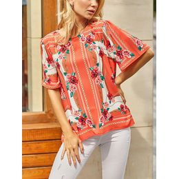 LA Angels Bluse in Orange/ Wei&szlig;/ Rosa - 64% | Gr&ouml;&szlig;e XL | Damen-blusen