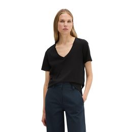 Marc O'Polo T-Shirt MARC O'POLO "aus Organic Cotton", Damen, Gr. L, schwarz, Obermaterial: 100% Baumwolle, unifarben, Basic, regular fit, V-Ausschnitt, Shirts T-Shirt