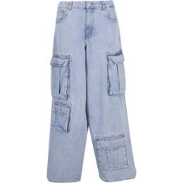 Stoffhose 2Y STUDIOS "2Y Studios Duki Multi Pocket Cargo Jeans", Herren, Gr. 29, Normalgr&ouml;&szlig;en, light blau, 100% Baumwolle, unifarben, loose fit, Hosen Stoffhose
