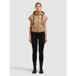 Steppweste Khujo "NINGA", Damen, Gr. XXL, schwarz camel, 100% Nylon, leicht gl&auml;nzend, regular fit, Westen Steppweste