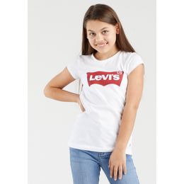 T-Shirt LEVI'S KIDS "LVG BATWING TEE", M&auml;dchen, Gr. 6/116 (122), rot (wei&szlig;, rot), Jersey, Obermaterial: 60% Baumwolle, 40% Polyester, bedruckt, Basic schmal h&uuml;ftlang, Rundhals, abgesteppte Kante, Shirts T-Shirt, for GIRLS