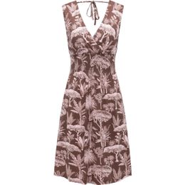 Sommerkleid Ragwear "Sommerkleid Aini Print", Damen, Gr. L, N-Gr, braun (schwarz choco), Obermaterial: 95% Viskose CV. 5% Elasthan EL., Kleider Sommerkleid