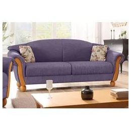 3-Sitzer Home Affaire "Milano, bequemes Sofa mit geschwungenen Armlehnen, Landhaus-Stil", lila (flieder), B:190cm H:83cm T:81cm, Chenille (70% Polyacryl, 30% Polyester);Chenille (70% Polyacryl, 30% Polyester) auf Korpus und Zierkissen, Sitz und R&uuml;cken im Blumenmuster &raquo;Paradise&laquo; (100% Polyester), Sofas