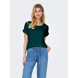 T-Shirt Only "ONLMOSTER &ndash; Kurzarmshirt mit Aufschlag und klassischem Look", Damen, Gr. S, ponderosa pine, Jersey, Obermaterial: 75% Viskose, 20% Polyester, 5% Elasthan, unifarben, regular fit normal, Rundhals, mit Aufschlag, Shirts T-Shirt, Viskosemischung, regular fit