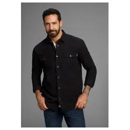 Jeanshemd Arizona, Herren, Gr. 45/46 (XXL), N-Gr, schwarz (schwarz washed), Jeans, Obermaterial: 100% Baumwolle, unifarben, Basic, normal, mit Kn&ouml;pfen, Hemden Jeanshemd, Western Stil