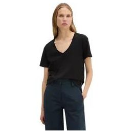 Marc O'Polo T-Shirt MARC O'POLO "aus Organic Cotton", Damen, Gr. XXS, schwarz, Obermaterial: 100% Baumwolle, unifarben, Basic, regular fit, V-Ausschnitt, Shirts T-Shirt