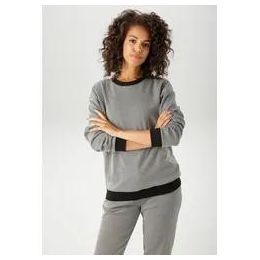 Sweatshirt Aniston CASUAL, Damen, Gr. 48, schwarz (schwarz wei&szlig;), Jersey, Obermaterial: 48% Polyester, 30% Baumwolle, 19% Viskose, 3% Elasthan. Einsatz: 95% Baumwolle, 5% Elasthan, Hahnentrittmuster, gemustert, l&auml;ssig geschnitten h&uuml;ftbedeckend, Rundhals, Rippb&uuml;ndchen, Sweatshirts Sweatshirt, mit trendigem Hahnentritt-Muster
