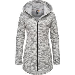Kapuzensweatjacke Ragwear "Longstrickjacke Leysha Melange", Damen, Gr. L, grau (ash), Obermaterial: 56% Baumwolle CO. 44% Polyester PES. Futter: 100% Polyester PES., Sweatjacken Kapuzensweatjacke
