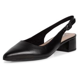 Slingpumps Tamaris, Damen, Gr. 39, schwarz, Leder, Schuhe Slingpumps, Abendschuh, Sommerschuh, Blockabsatz, mit Touch It-Ausstattung