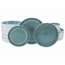 Teller-Set OTTO HOME "modernes Teller Set, Service Novalee", wei&szlig;, eisblau, 18 Stk., Steinzeug, Geschirr-Sets, Teller-Set, hohe Haltbarkeit, sp&uuml;lmaschinen- & mikrowellengeeignet, Reaktivglasur