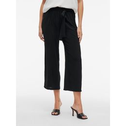 Schlupfhose Vila "VIJOSA BELTED CULOTTE PANTS - NOOS", Damen, Gr. 36, N-Gr, schwarz (schwarz beauty), Web, Obermaterial: 100% Polyester, unifarben, loose fit wadenlang, Hosen Schlupfhose, Sommerhose
