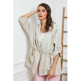 Jos&eacute;fine Leinen-Cape in Beige - 77% | Gr&ouml;&szlig;e S | Damenjacken