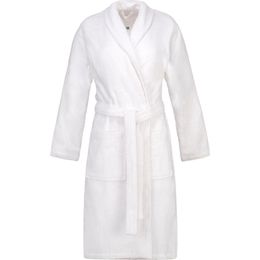 Unisex-Bademantel Esprit "Mono, ideal f&uuml;r Sauna & Spa, Hotelbademantel, Morgenmantel" Gr. XS, wei&szlig;, L:104cm, Webfrottier, Hausm&auml;ntel, Unisex-Bademantel, mit Schalkragen & Logostickerei