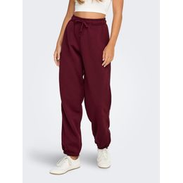 Sweathose Only "ONLBEST CUFF PANT SWT NOOS", Damen, Gr. S (36), N-Gr, lila (tawny port), Sweatware, Obermaterial: 65% Polyester, 35% Baumwolle, unifarben, relaxed fit kn&ouml;chellang, Hosen Sweathose