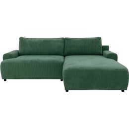 Ecksofa Trendmanufaktur "Fordon, Schlafsofa mit Bettkasten, Couch in L-Form, Breite 250 cm", gr&uuml;n (dunkelgr&uuml;n), B:250cm H:82cm T:167cm, 92% Polyester, 8% Polyamide, Sofas, Ecksofa, in Cordstoff HYPER, dunkelgr&uuml;n, Recamiere rechts