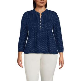 LANDS' END Baumwolle/Modal-Biesenshirt mit 3/4-&Auml;rmeln, Damen,  Blau, Elasthan/Baumwoll-Mischung/Synthetic-blend, by Lands' End