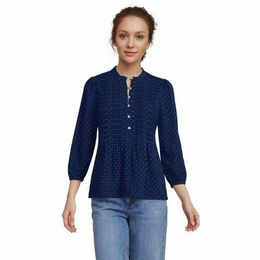 LANDS' END Baumwolle/Modal-Biesenshirt mit 3/4-&Auml;rmeln, Damen,  Blau, Elasthan/Baumwoll-Mischung/Synthetic-blend, by Lands' End