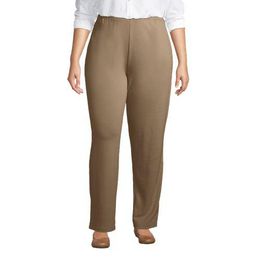 LANDS' END Straight Fit Freizeithose SPORT KNIT, Damen,  Beige, Baumwolle, by Lands' End