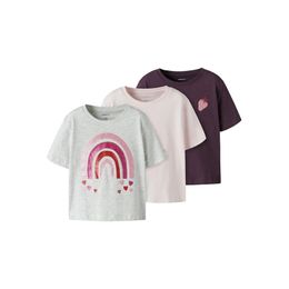 name it 3er-Set: Shirts "Belina" in Grau/ Wei&szlig;/ Rot - 44% | Gr&ouml;&szlig;e 92 | Kinder-oberteile