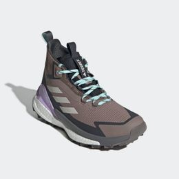 Wanderschuh adidas terrex "TERREX FREE HIKER 2.0 GORE-TEX", Damen, Gr. 43, trace braun, wonder aluminium, carbon, Synthetik, Textil, Schuhe Wanderschuh, wasserdicht dank Gore-Tex Membrane