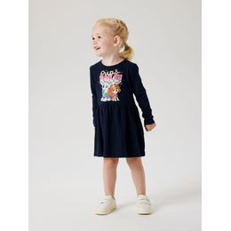 Midikleid name it "NMFDYMA PAWPATROL LS DRESS NOOS CPLG", M&auml;dchen, Gr. 122, N-Gr, blau (schwarz sapphire), Jersey, Obermaterial: 95% Baumwolle, 5% Elasthan, bedruckt, regular fit knielang, Rundhals, Kleider Midikleid