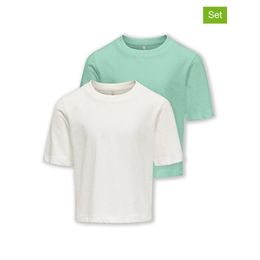 KIDS Only 2er-Set: Shirts in Gr&uuml;n/ Wei&szlig; - 30% | Gr&ouml;&szlig;e 122/128 | Kinder-oberteile