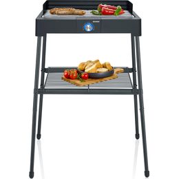 Standgrill Severin "PG 8566", schwarz, B:58,5cm H:90cm T:62cm, Kontaktgrill_Standgrill_Tischgrill_Teppanyakigrill, Standgrill, Elektrogrill mit Grillrost, als Stand- oder Tischgrill nutzbar