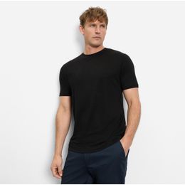 Rundhalsshirt OLYMP, Herren, Gr. L, schwarz, Jersey, Obermaterial: 95% Leinen, 5% Elasthan, unifarben, regular fit h&uuml;ftbedeckend, Rundhals, Shirts Rundhalsshirt, aus Leinen