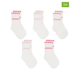 Vingino 5er-Set: Socken in Wei&szlig;/ Pink - -10% | Gr&ouml;&szlig;e 27-30 | Kinder-socken-strumpfhosen