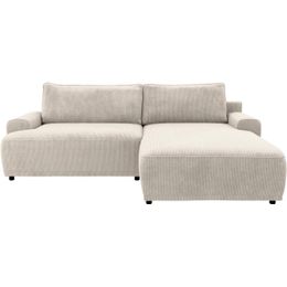 Ecksofa Trendmanufaktur "Fordon, Schlafsofa mit Bettkasten, Couch in L-Form, Breite 250 cm", beige (cream), B:250cm H:82cm T:167cm, 92% Polyester, 8% Polyamide, Sofas, Ecksofa, in Cordstoff HYPER, cream, Recamiere rechts