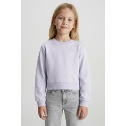 Sweatshirt Calvin Klein Jeans "CREWNECK SWEATSHIRT", M&auml;dchen, Gr. 10 (140), island lila, Sweatware, Obermaterial: 100% Baumwolle, unifarben, regular fit, Rundhals, eingesetzt B&uuml;ndchen, Sweatshirts Sweatshirt, Regular fit f&uuml;r Kinder mit Rundhalsausschnitt