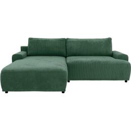 Ecksofa Trendmanufaktur "Fordon, Schlafsofa mit Bettkasten, Couch in L-Form, Breite 250 cm", gr&uuml;n (dunkelgr&uuml;n), B:250cm H:82cm T:167cm, 92% Polyester, 8% Polyamide, Sofas, Ecksofa, in Cordstoff HYPER, dunkelgr&uuml;n, Recamiere links