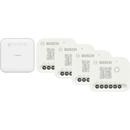 Bosch Smart-Home Starter-Set "Beschattung 1x Controller II & 4x Licht-/Rollladensteuerung", wei&szlig; (wei&szlig;, silber), B:10cm H:10cm T:2,9cm, Smart-Home-Stationen, Smart-Home Starter-Set