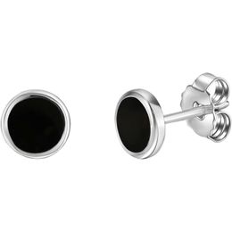 Paar Ohrstecker Firetti "Schmuck Geschenk, Ohrringe Kreis rund, Silber 925", silber (silberfarben, schwarz), Ohrringe, Damen, 7mm, Silber 925 (Sterlingsilber), mit Lack