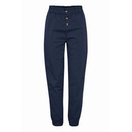 Stoffhose oxmo "Stoffhose OXCobie", Damen, Gr. S, N-Gr, blau (total eclipse), Obermaterial: 98% Baumwolle CO. 2% Elasthan EL., Hosen Stoffhose