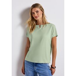 Shirttop Street One, Damen, Gr. 42, gr&uuml;n (soft jade gr&uuml;n), Obermaterial: 95% Viskose, 5% Elasthan, unifarben, regular fit taillenbedeckt, U-Boot-Ausschnitt, Tops Shirttop, mit Cut-Out Detail