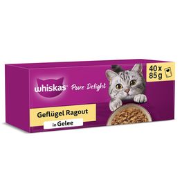 whiskas Pure Delight Multipack Gefl&uuml;gel Ragout Katzen-Nassfutter in Gelee 40x85g