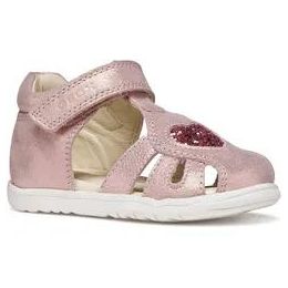 Lauflernschuh Geox "B SANDAL MACCHIA GIR", Baby, Gr. 25, rosa, rot, Leder, Textil, Glitzer, Basic, Schuhe Lauflernschuh, Babyschuh mit Klettverschluss, Gr&ouml;&szlig;enschablone zum Download