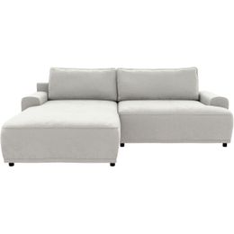 Ecksofa Trendmanufaktur "Fordon, Schlafsofa mit Bettkasten, Couch in L-Form, Breite 250 cm", wei&szlig; (wollwei&szlig;), B:250cm H:82cm T:167cm, 100% Polyester, Sofas, Ecksofa, in Struktur fein LEO, haustierfreundlich, wollwei&szlig;, Recamiere links