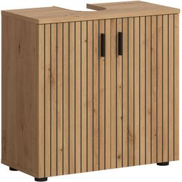 Waschbeckenunterschrank Welltime "Mani, Paneeloptik, 2 T&uuml;ren, 2 F&auml;cher", artisan oak nachbildung, B:60cm H:59cm T:30cm, FSC-zertifizierter Holzwerkstoff, Schr&auml;nke, Waschbeckenunterschrank, WBU, Waschbeckenunterschrank, Bad, Badezimmer, Unterschrank